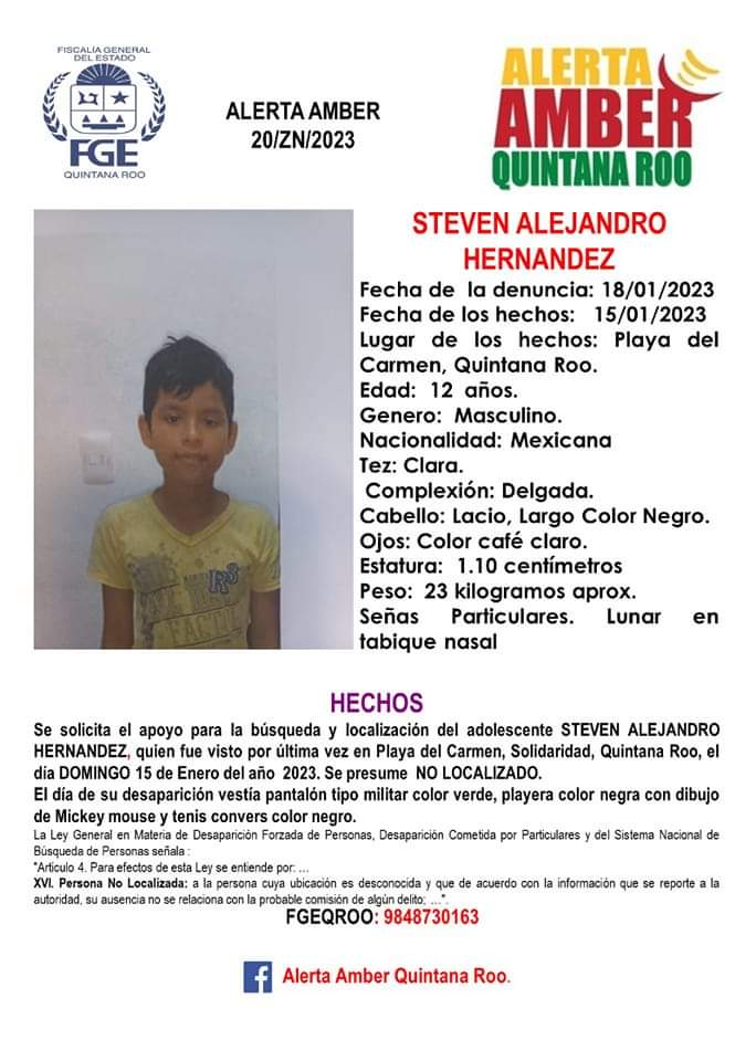 No Localizado: Steven Alejandro Hernández – PlayaalDía